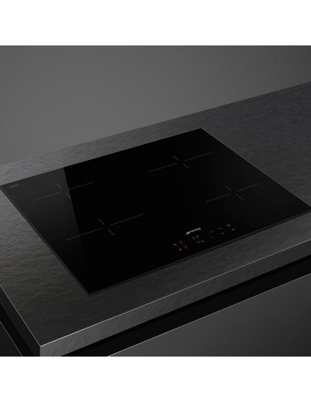 Placa Vitrocerámica - Smeg SE264TD1, 4 Zonas de Cocción, 60 cm, Negro