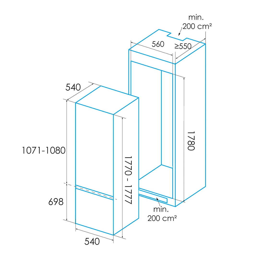 Combi Integrable - Edesa EFC-1711-I/C, Cíclico, 1.77 metros