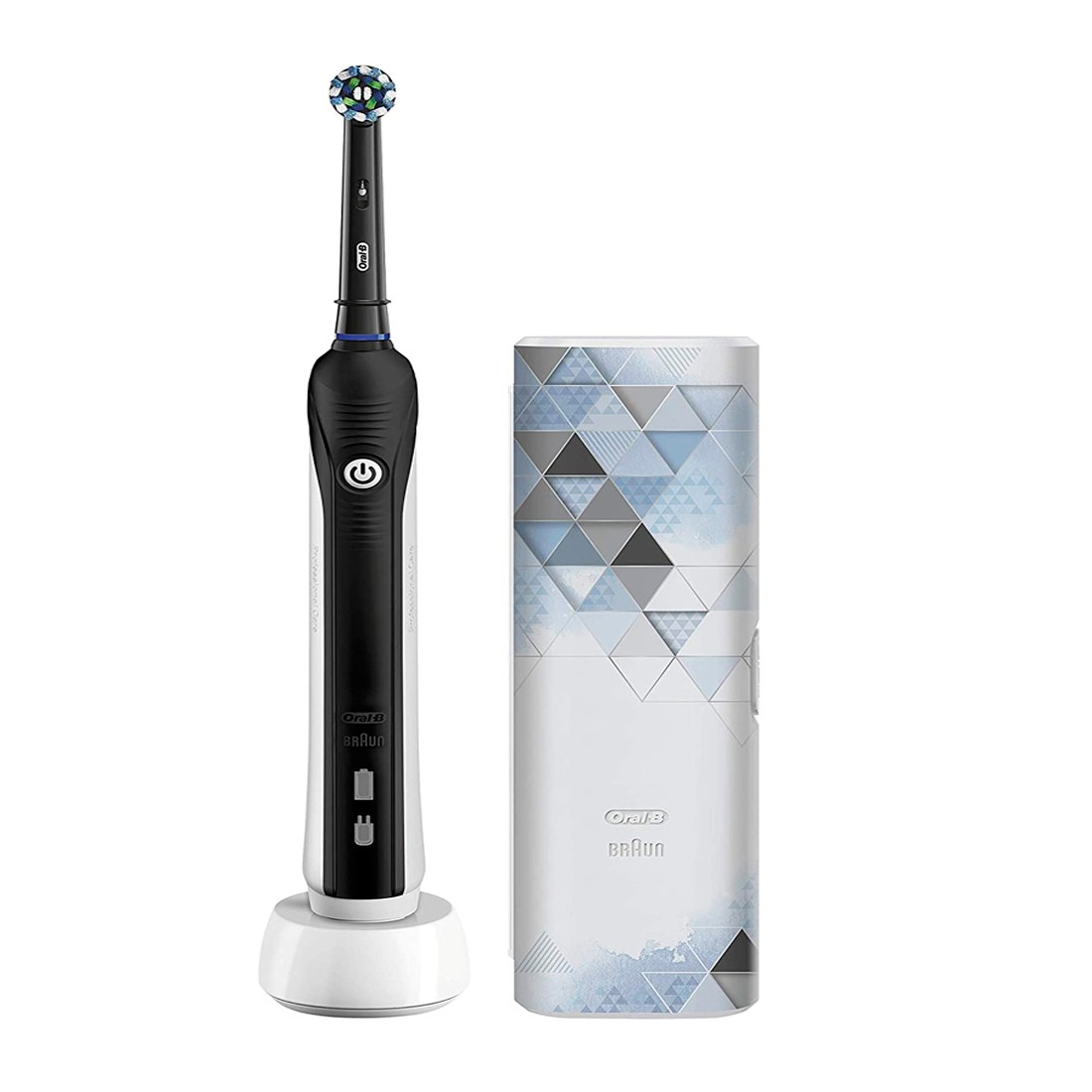 Cepillo de Dientes Eléctrico - Oral-B Pro1 750 Negro + Estuche Moderno