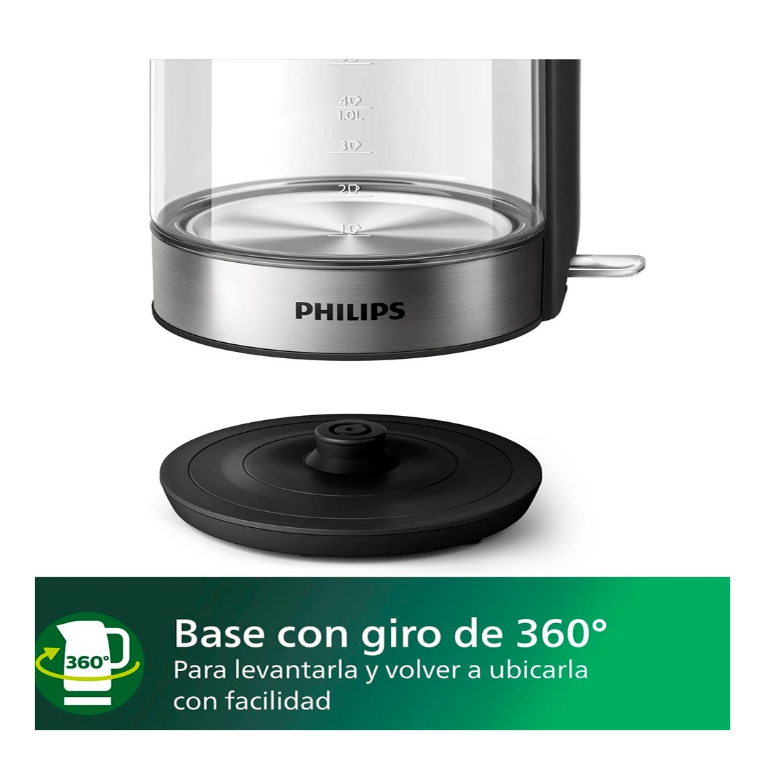 Hervidor - Philips HD9339/80 Series 5000, 2200W, 1,7 Litros, Vidrio